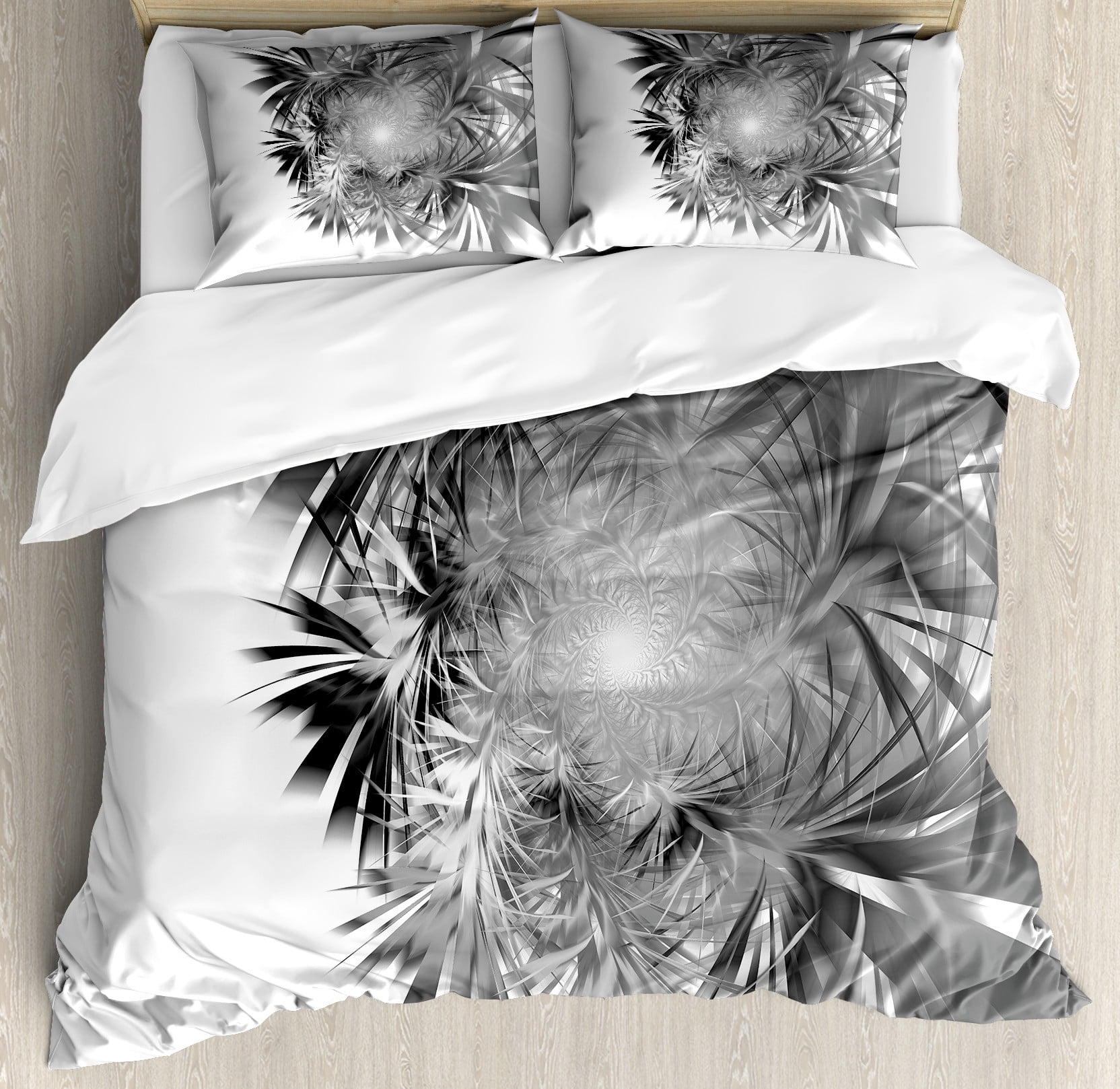 Fractal Duvet Cover Set, Palm Trees Leaves Shadow like Botanic Island ...