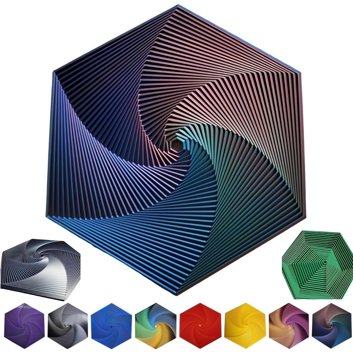 Fractal Fidget Hexagon - Hexagon Stress Relief Toys, 3D Printed Hexagon ...