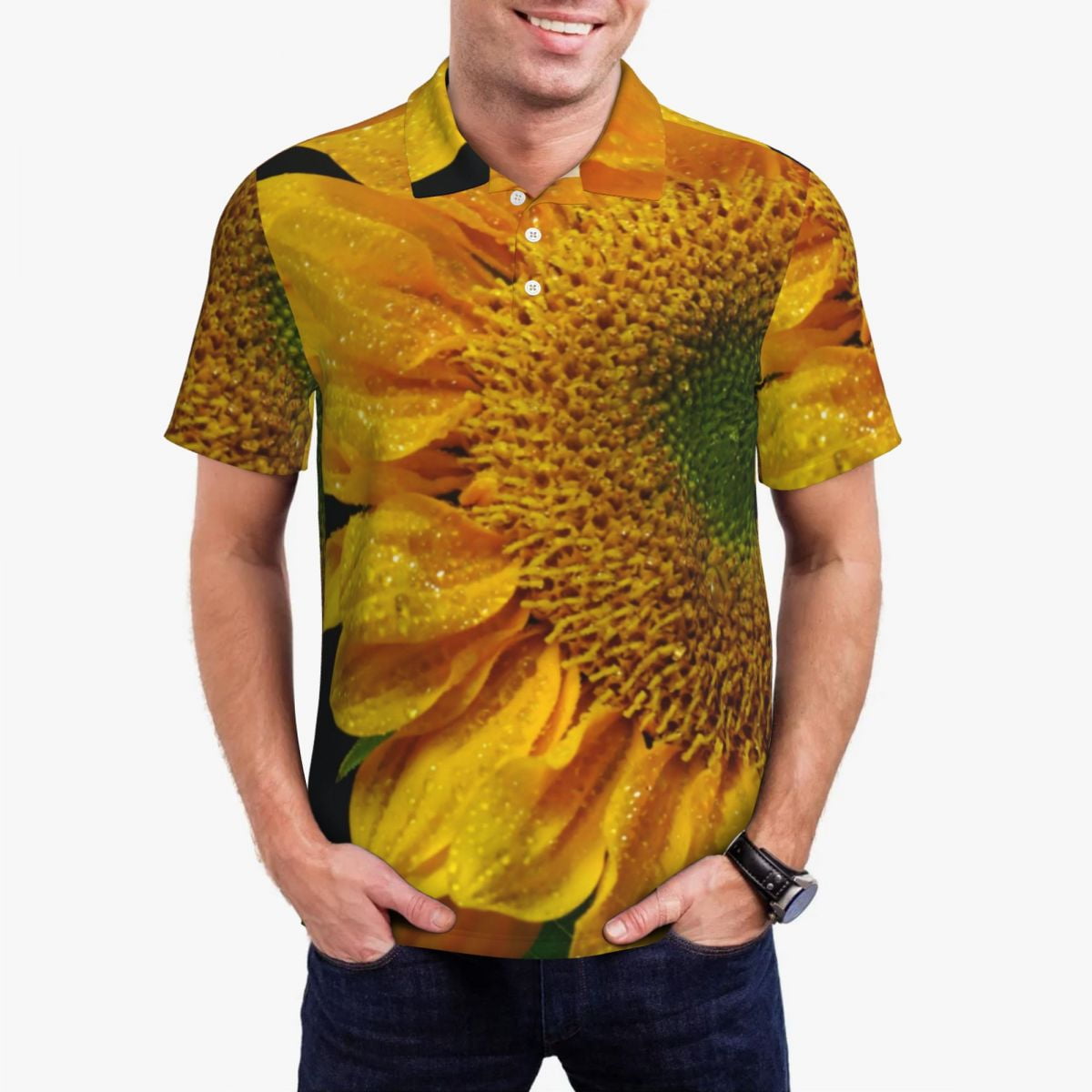 Fractal Flower Print Casual T-Shirts Abstract Modern Art Polo Shirts ...