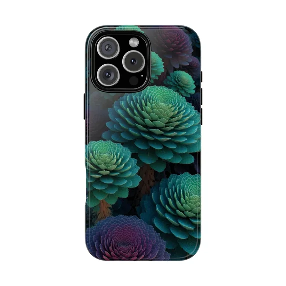 Fractal Green Succulents Abstract Pattern Case for iPhone 17 11 12 13 ...