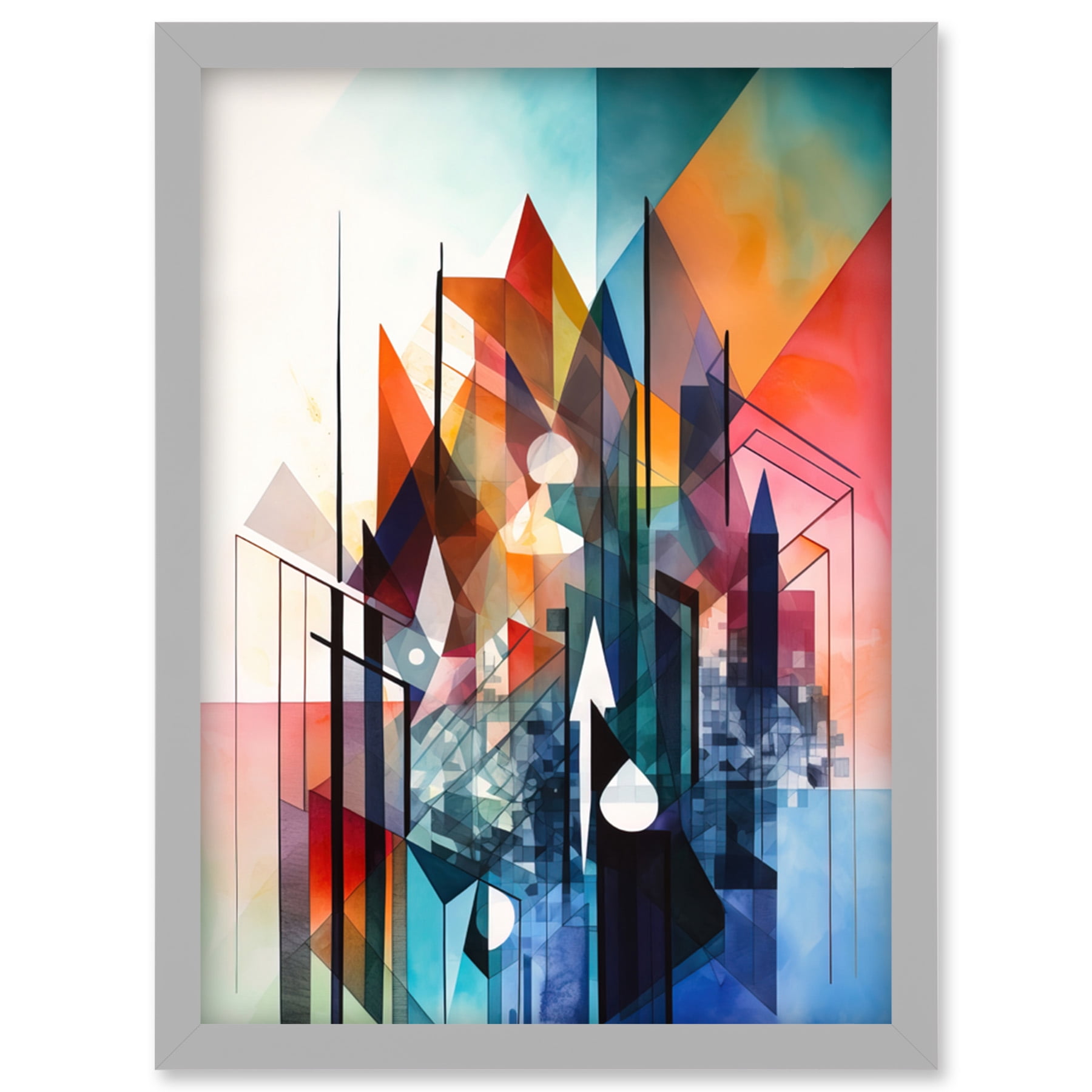 Fractal Light Shapes Low Polygon Abstract Rainbow Modern Watercolour ...