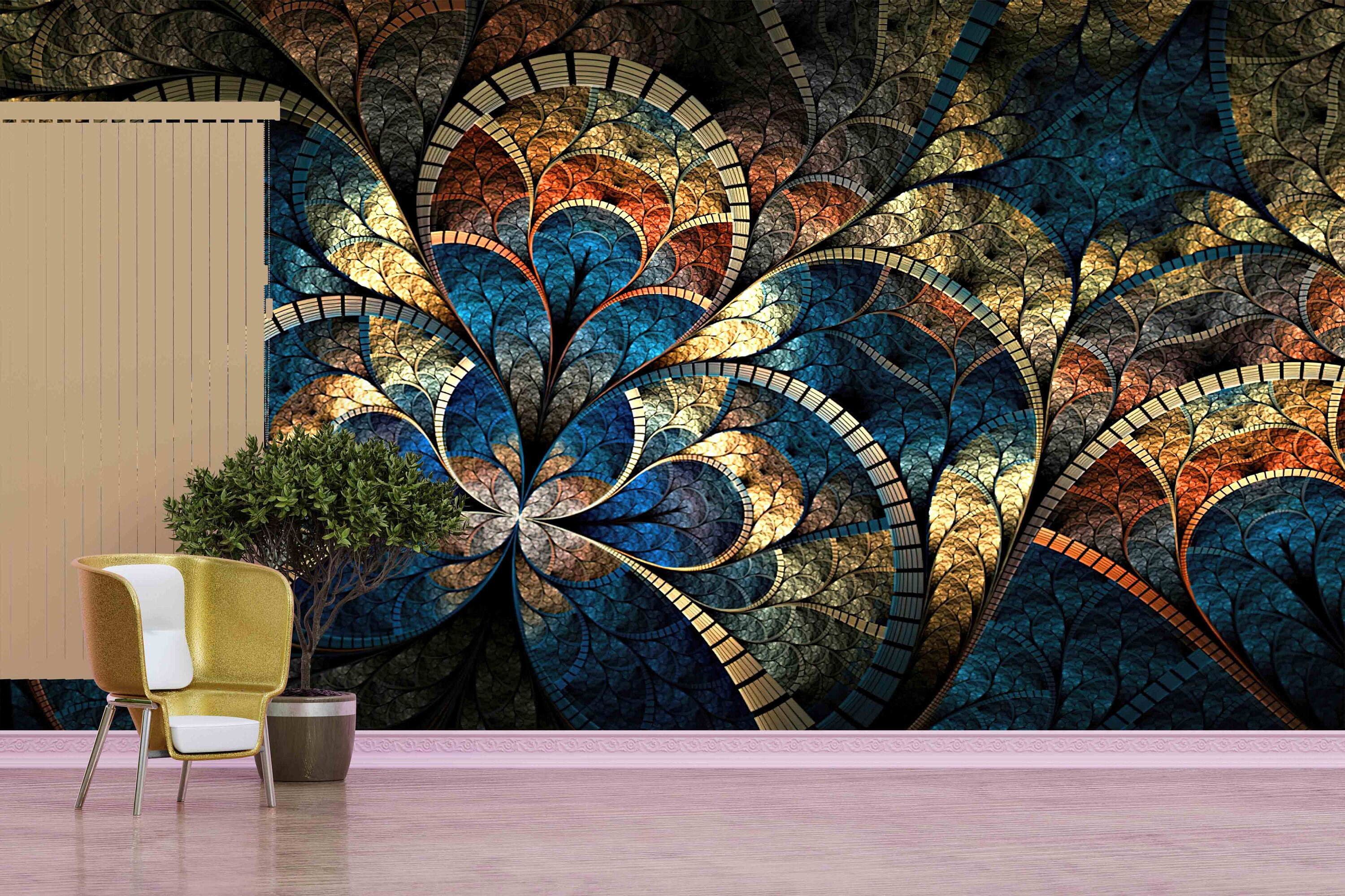 Fractal Pattern, Custom Wallpaper, Fractal Pattern Wall Decor, Modern ...