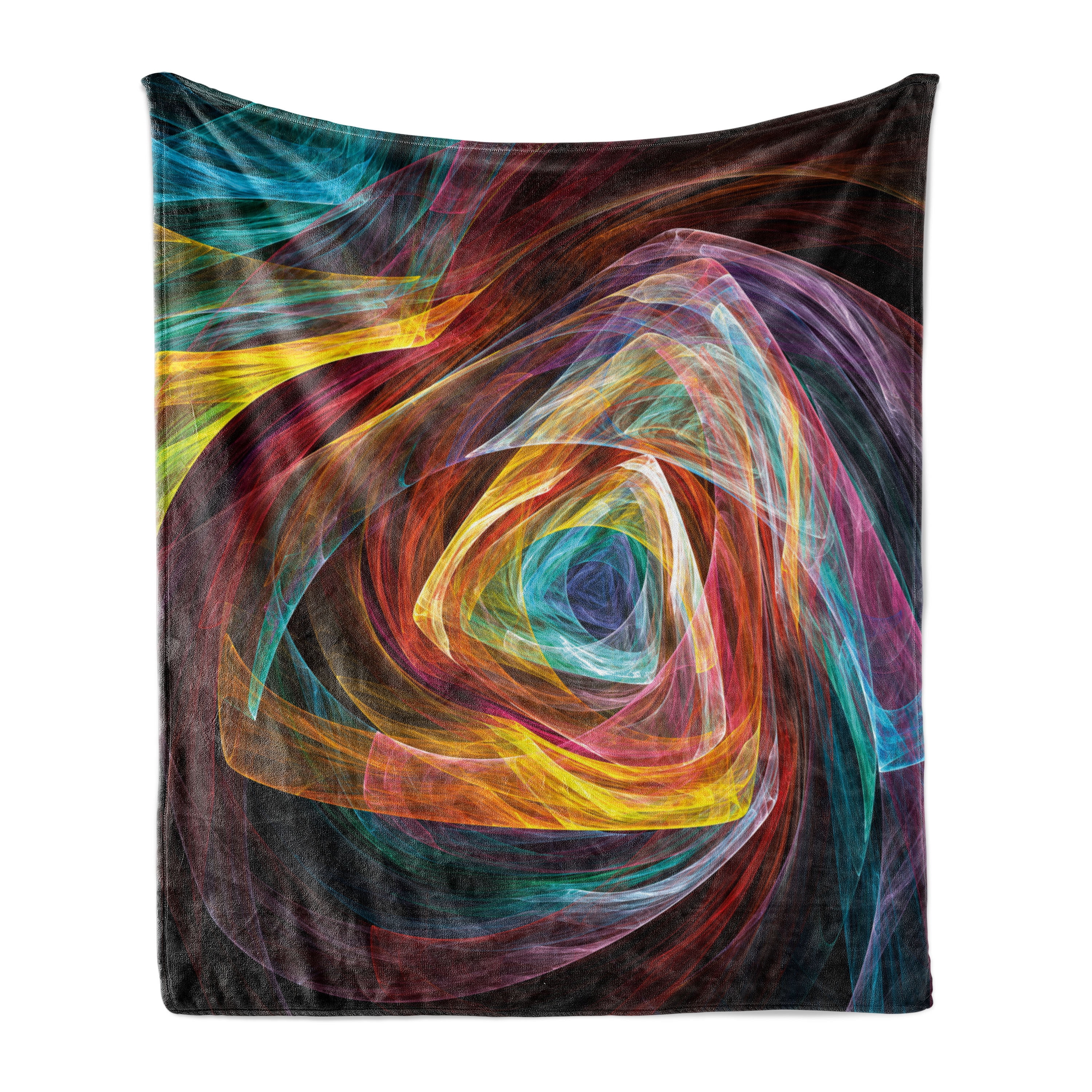 Fractal Soft Flannel Fleece Blanket, Psychedelic Gradient Triangle ...