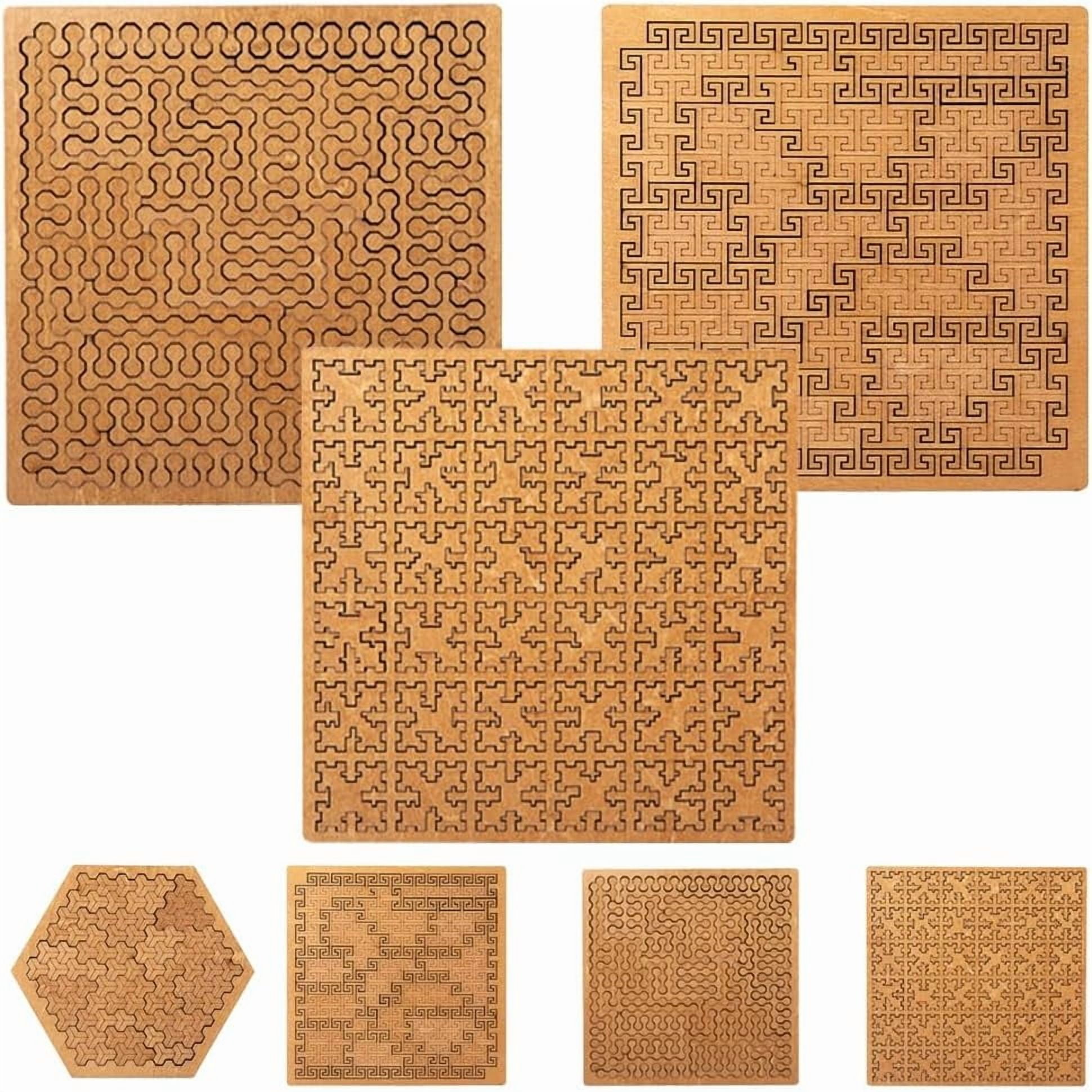 Fractal Tray Puzzle Set, 4-Pack Hard Wooden Jigsaw Puzzles for Adults ...