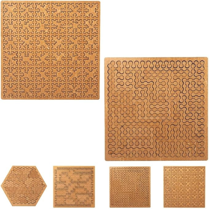 Fractal Tray Puzzles, Hard Difficult Wooden Jigsaw Puzzles for Adults ...