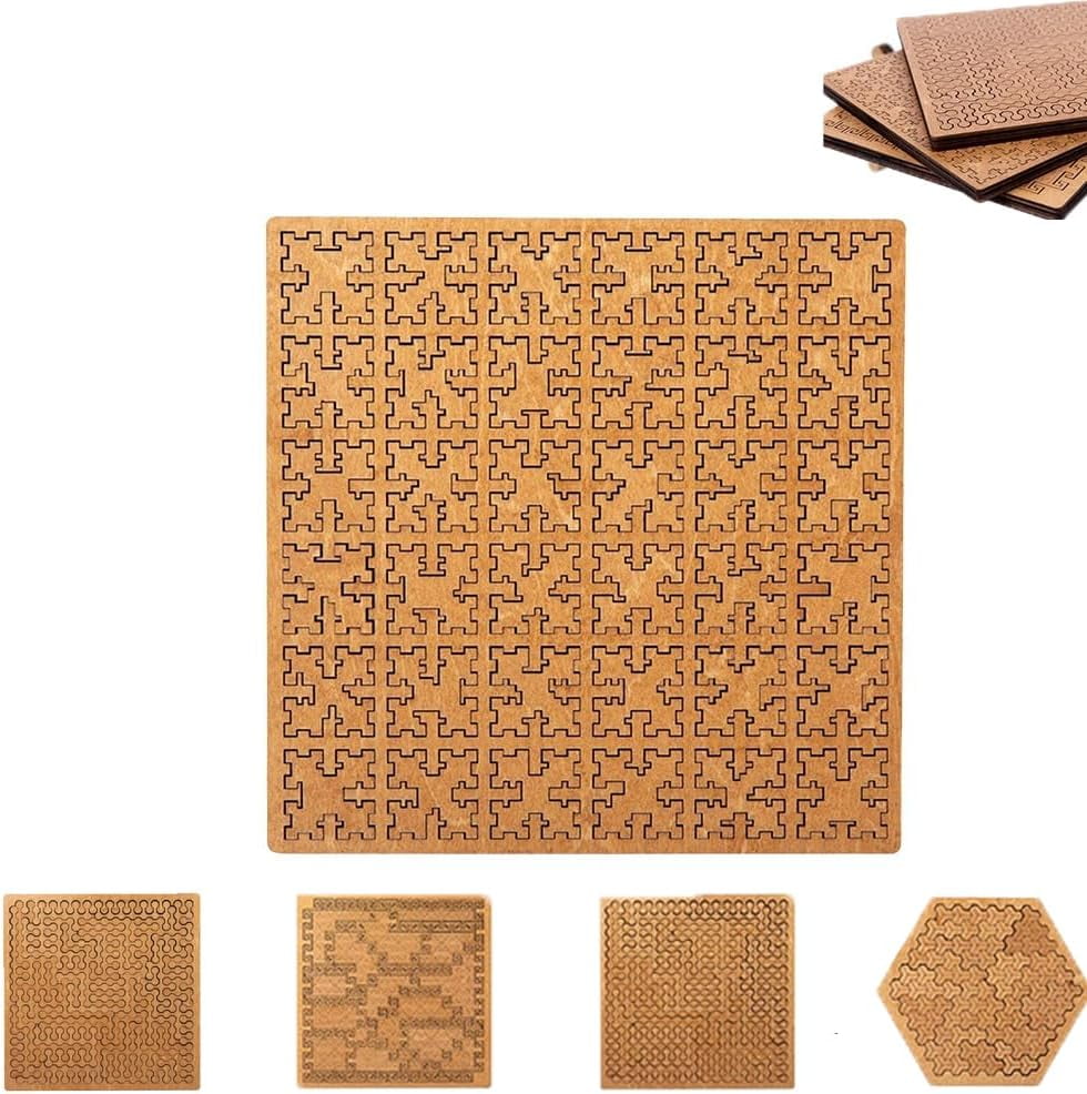 Fractal Tray Puzzles Mind Bending Wooden Jigsaw Puzzle Unique Irregular ...