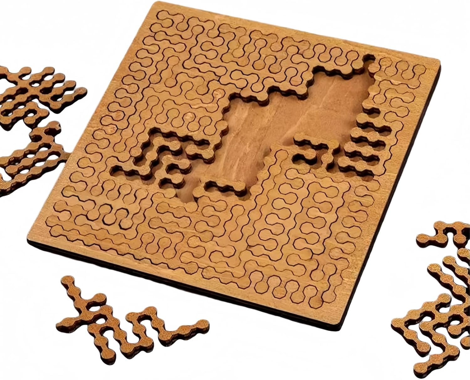 Fractal Tray Puzzles, Mind Bending Wooden Jigsaw, Unique Irregular ...