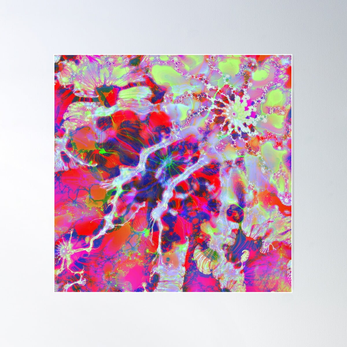 Fractalize Crimson Poster Wall Art, Modern Wall Decor For Living Room ...