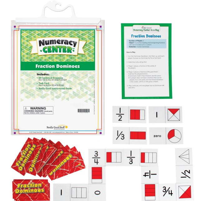 Fraction Dominoes Numeracy Center with Storage Bag - Grab and Go ...