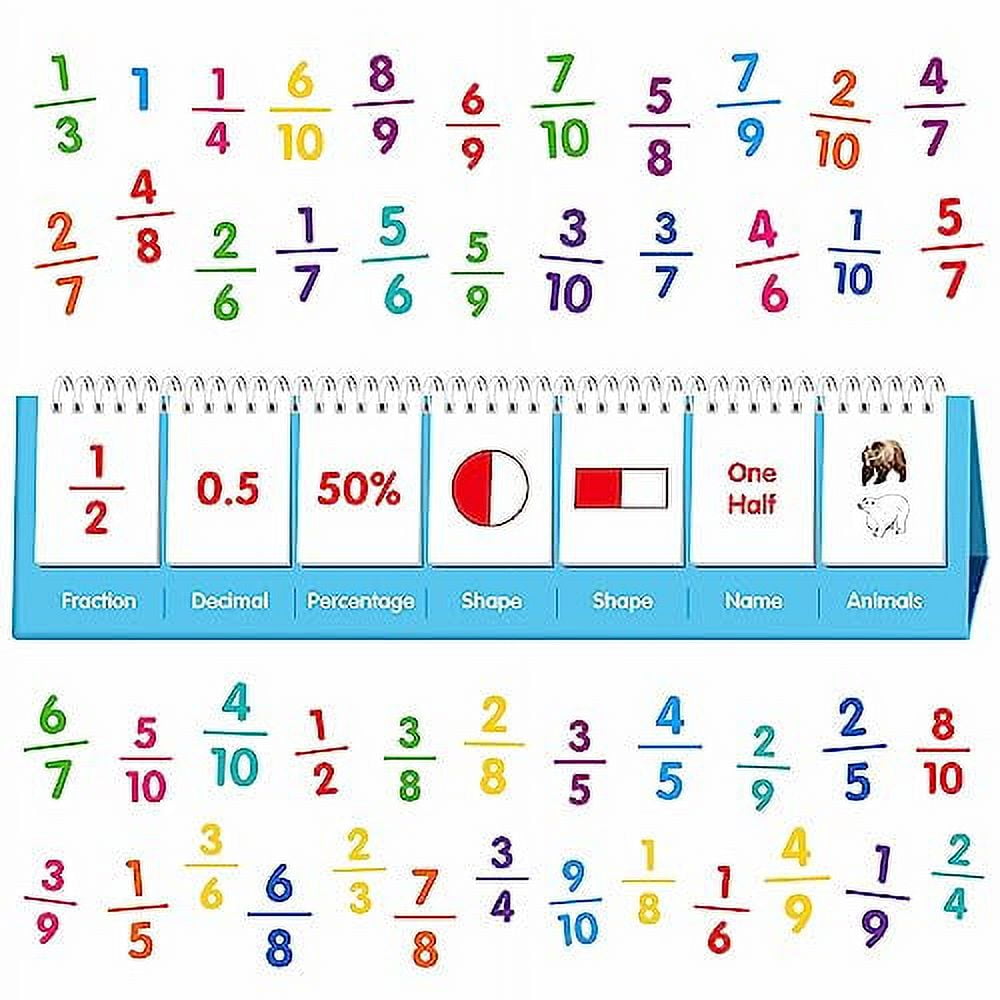 Fraction Flip Chart, 161 Double Sided Cards Freestanding Flip Chat with ...