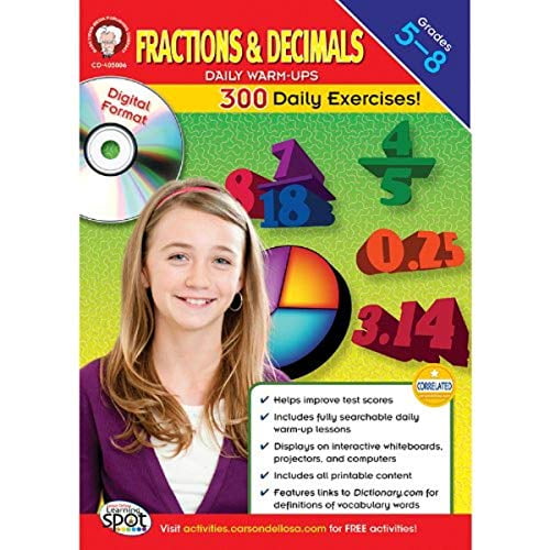 Pre-Owned Fractions & Decimals Daily Warm-Ups CD-ROM, Grades 5 - 8 ...