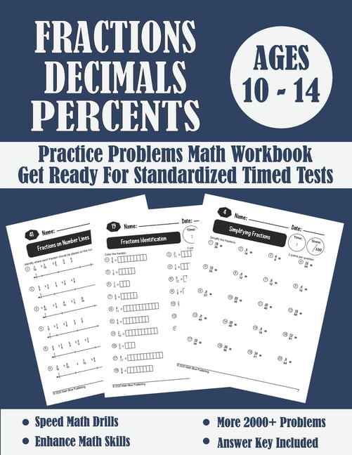 Fractions, Decimals And Percents Timed Tests Math Workbook: Practice ...