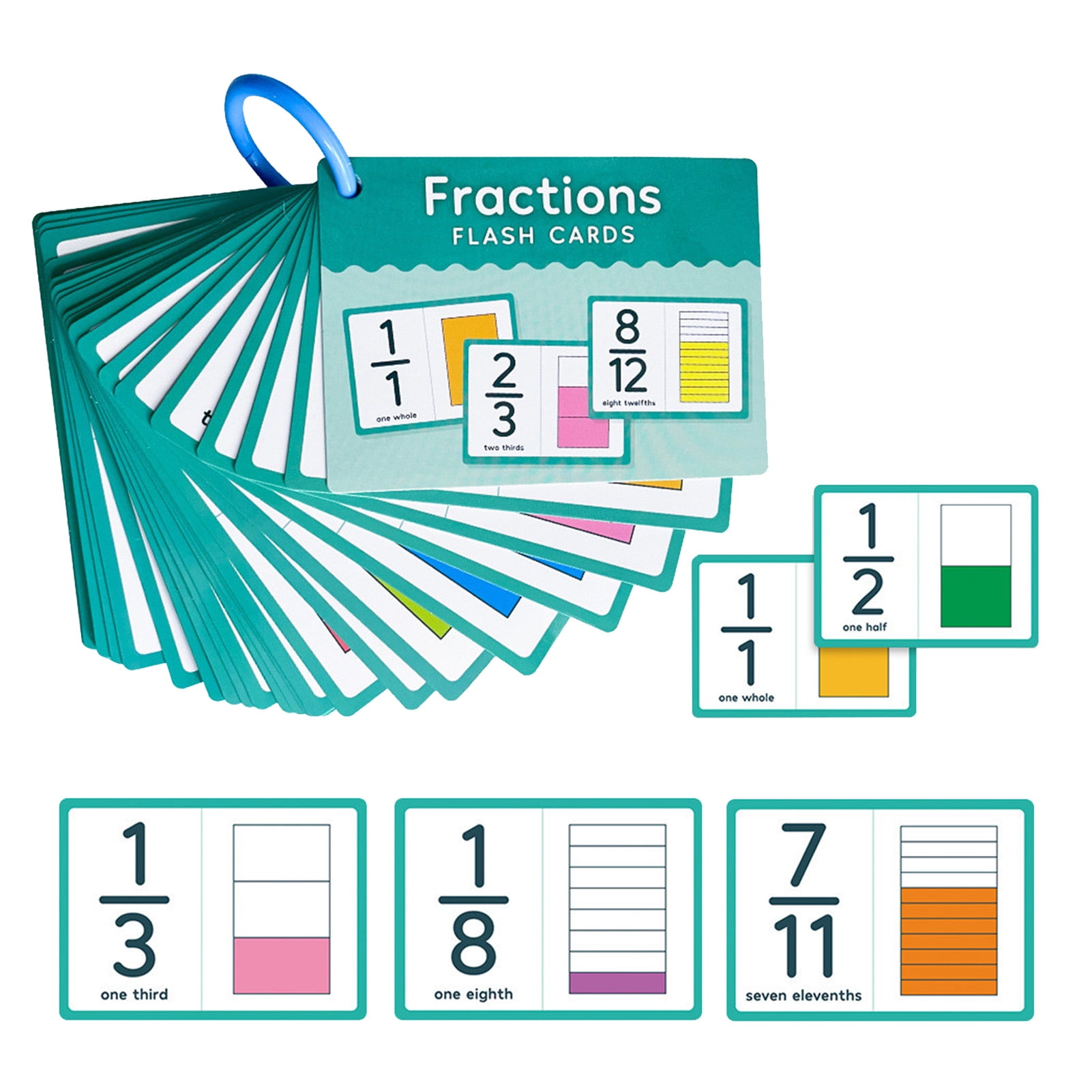 Fractions Flash Cards,35 Cards Studying Math Game,Educational Math ...