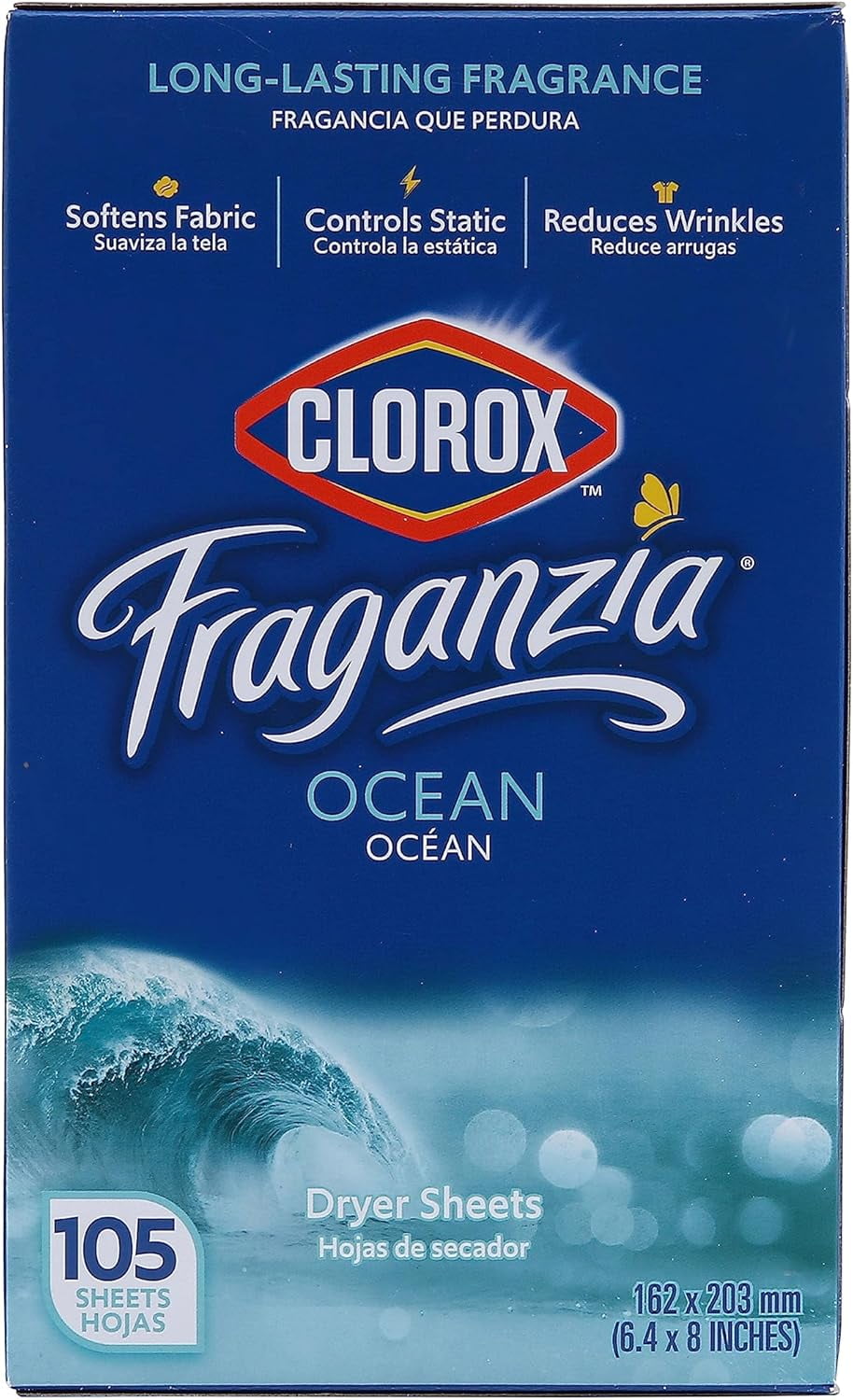 Fraganzia Dryer Sheets in Ocean Scent, 105 Count | Wrinkle-Reducing ...