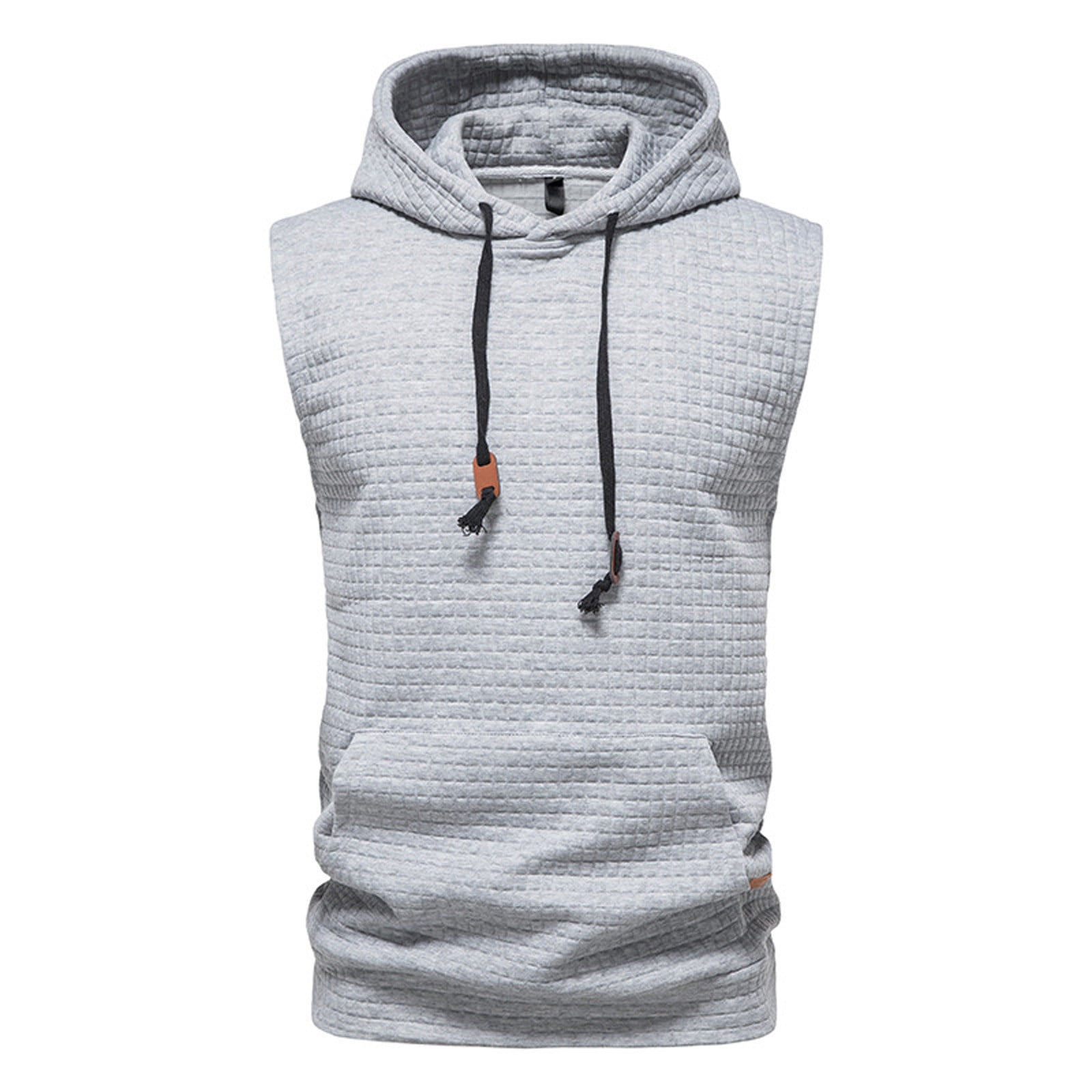 Fragarn Mens Sleeveless Hoodie Casual Fit Zip Up Drawstring Plain Tank