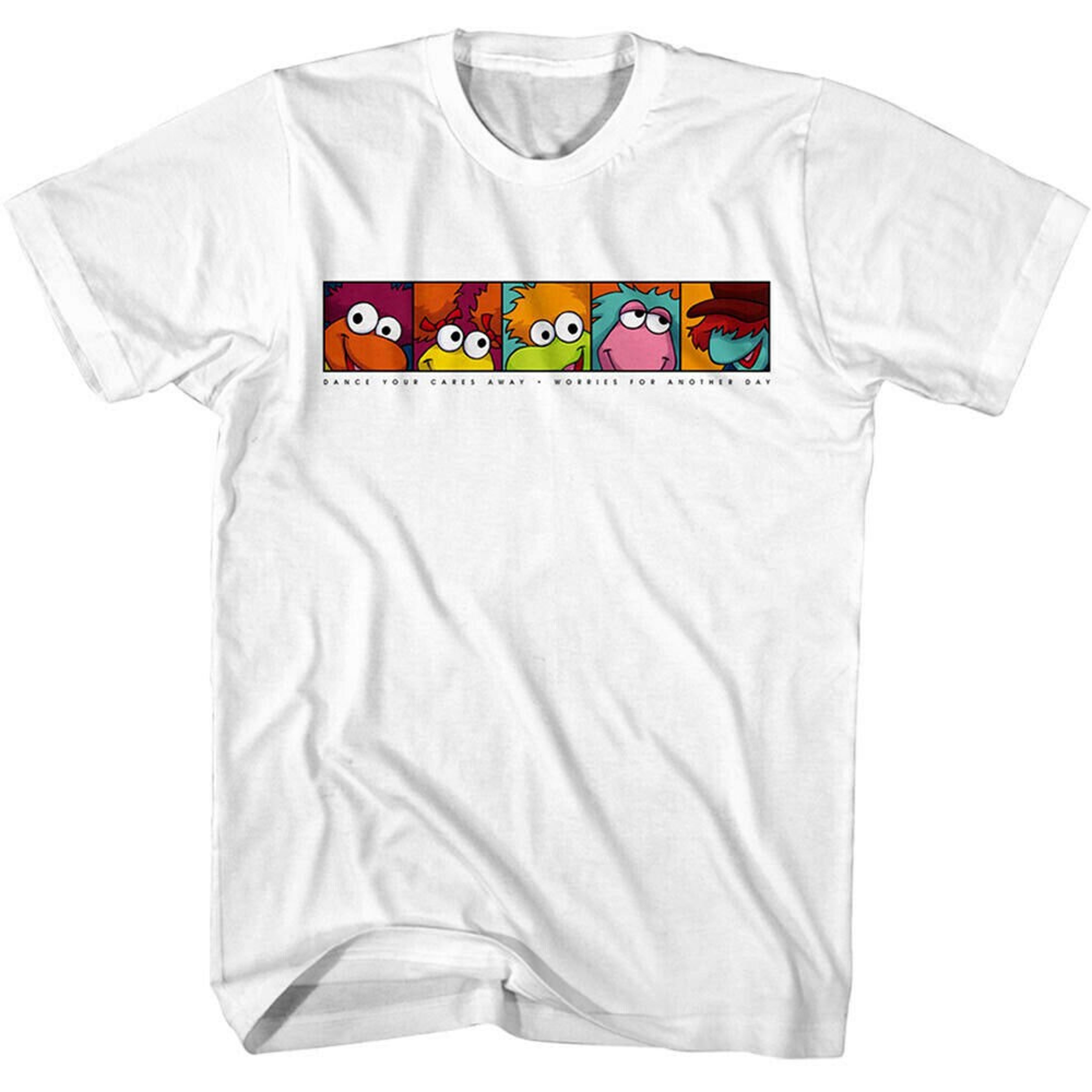Fraggle Rock Men's T-shirt Boxes of Eyes Dance your Cares Away Puppet ...