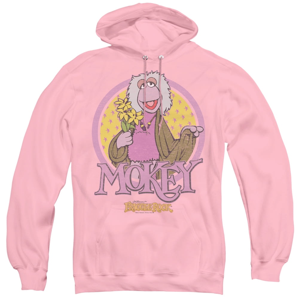 Fraggle Rock Mokey Circle Adult Pullover Hoodie Sweatshirt Pink ...