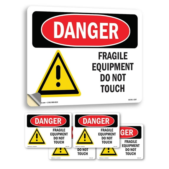 Fragile Equipment Do Not Touch OSHA Danger Vinyl Decal Label 24 Inch x ...