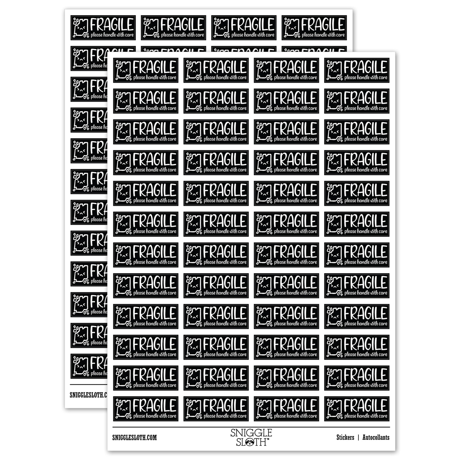 Fragile Handle With Care Broken Parts Label Box Sticker Set - Black ...