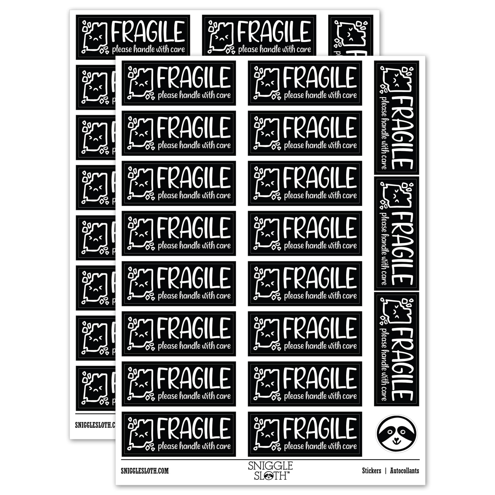 Fragile Handle With Care Broken Parts Label Box Sticker Set - Black ...