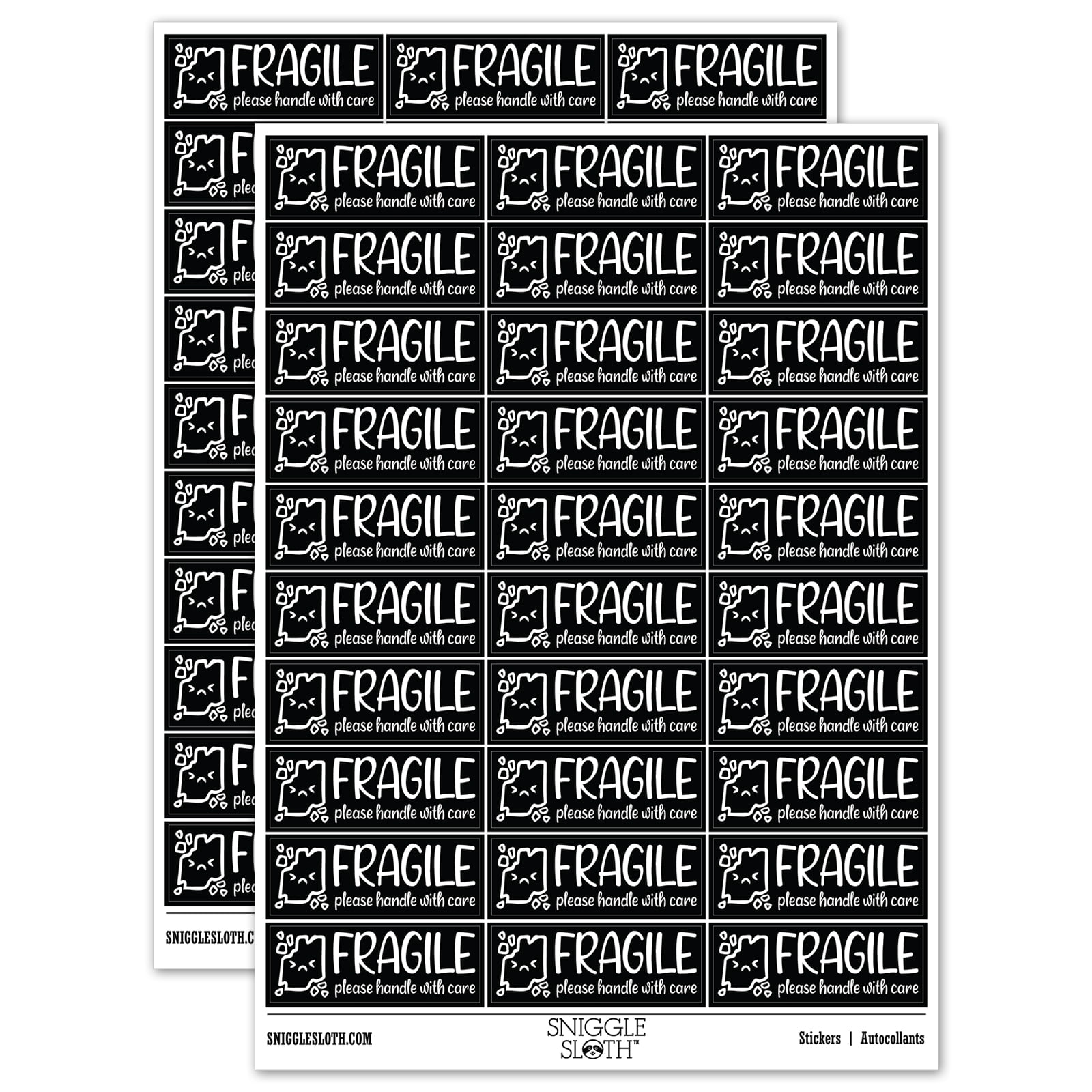 Fragile Handle With Care Broken Parts Label Box Sticker Set - Black ...