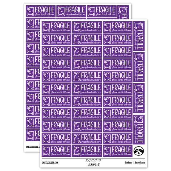 Fragile Handle With Care Broken Parts Label Box Sticker Set - Purple ...