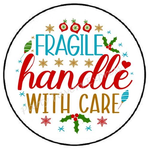 Fragile Handle With Care Christmas Stickers Party Favors Phone Decal ...