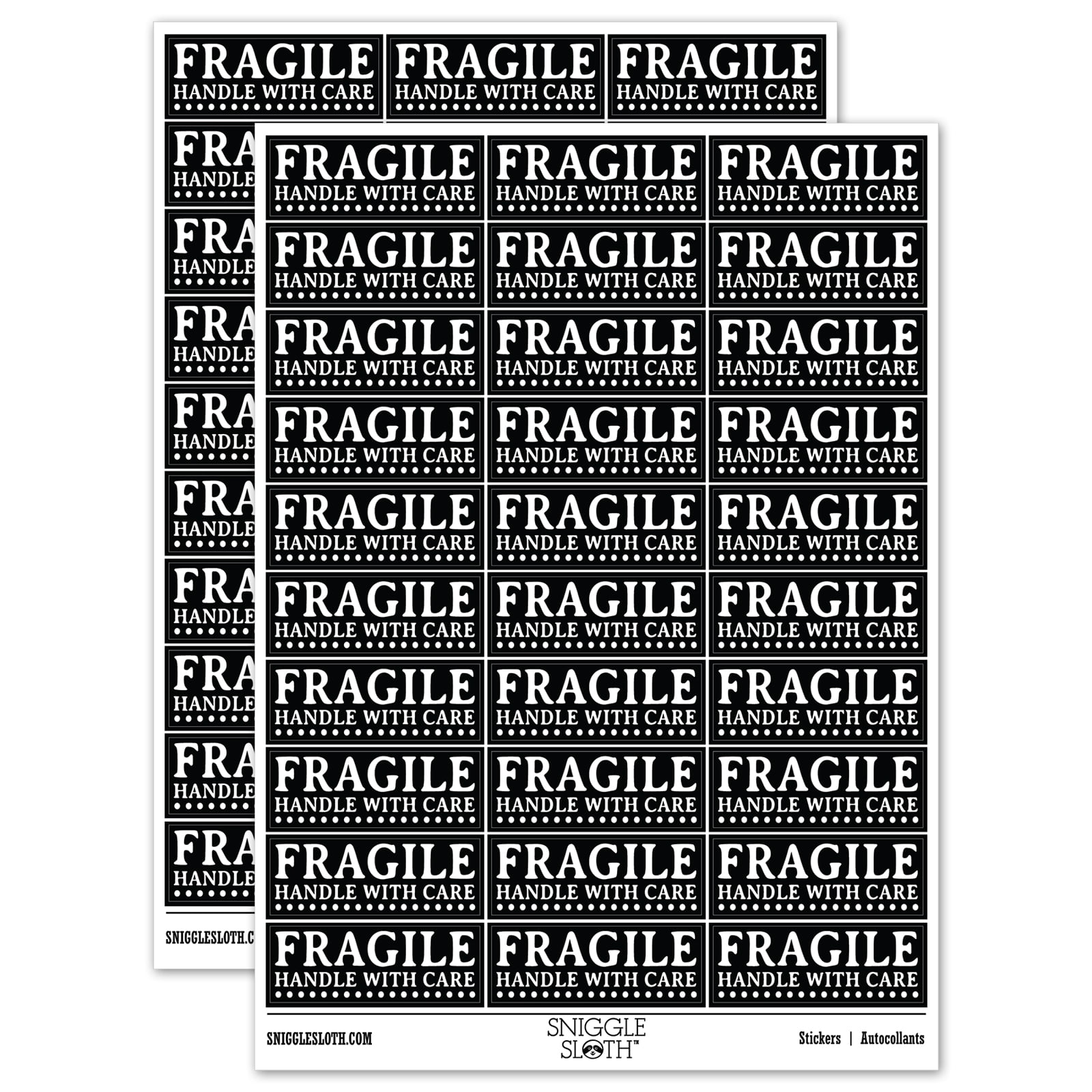 Fragile Handle With Care Dotted Line Label Box Sticker Set - Black ...