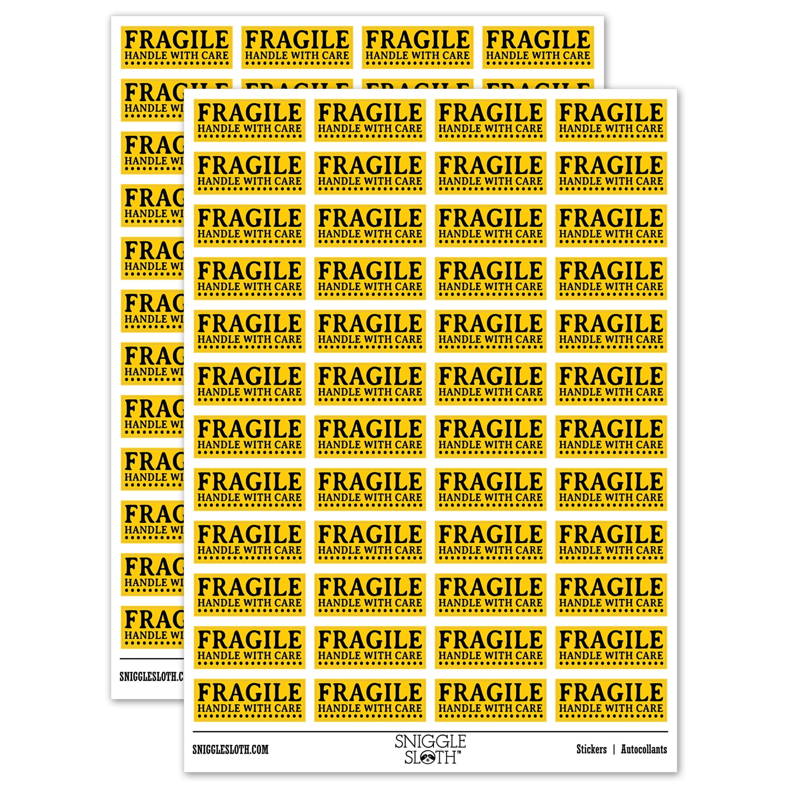 Fragile Handle With Care Dotted Line Label Box Sticker Set - Yellow ...