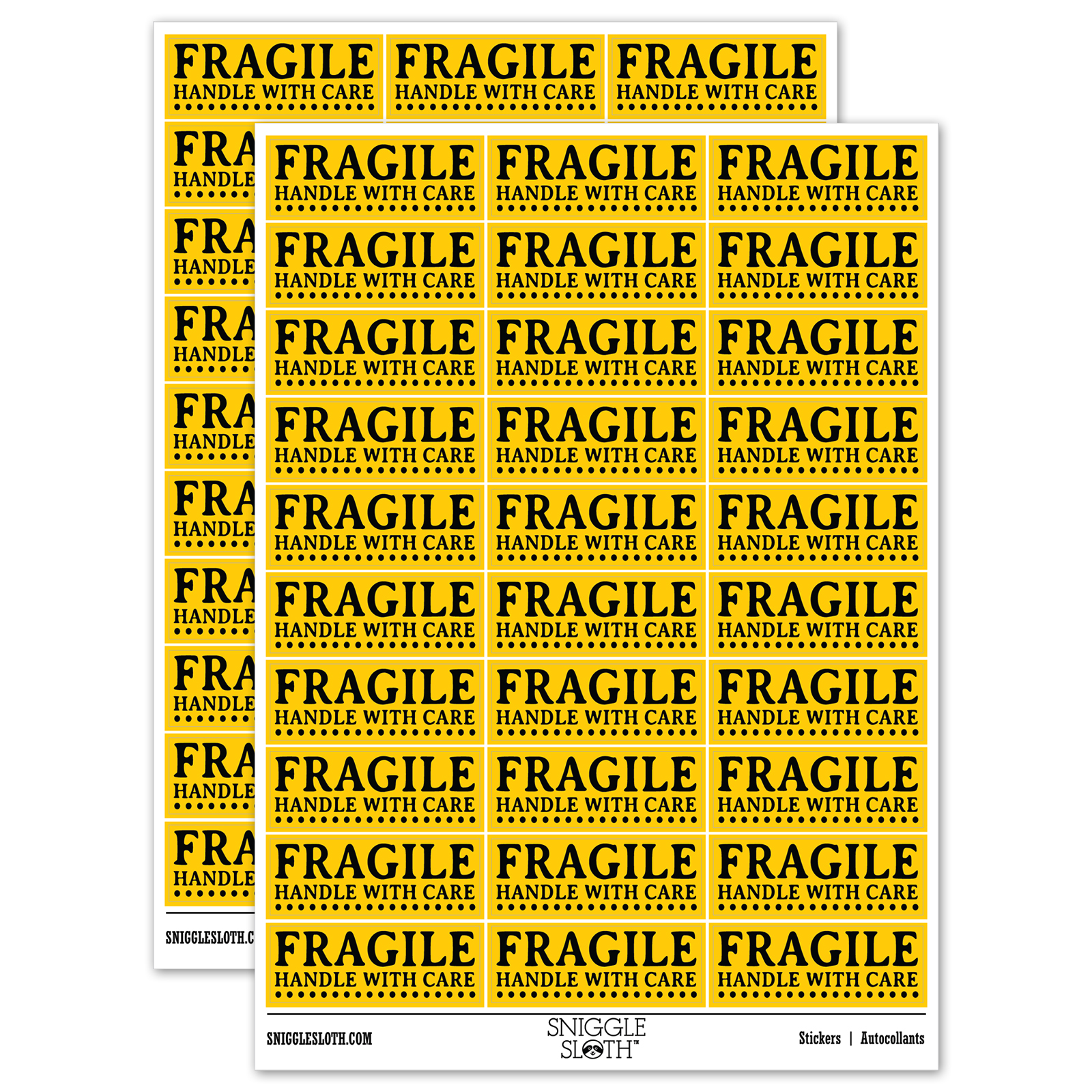 Fragile Handle With Care Dotted Line Label Box Sticker Set - Yellow ...