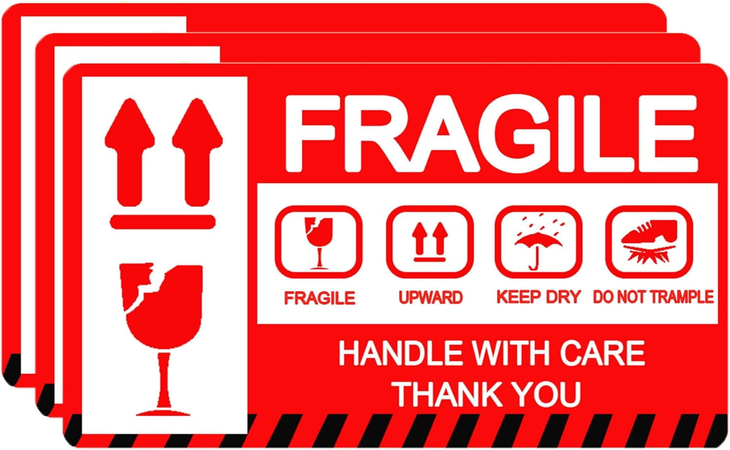 Fragile Handle with Care Warning Stickers Shipping Labels 6 X 3.5 Inch ...