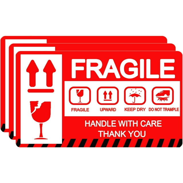 Fragile Handle with Care Warning Stickers Shipping Labels 6 X 3.5 Inch ...