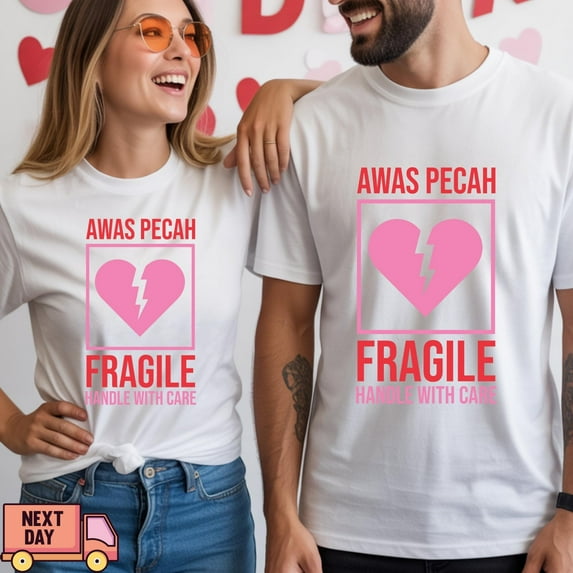 Fragile Heart T-Shirt Tee Handle With Care Funny Valentine Graphic Gift ...