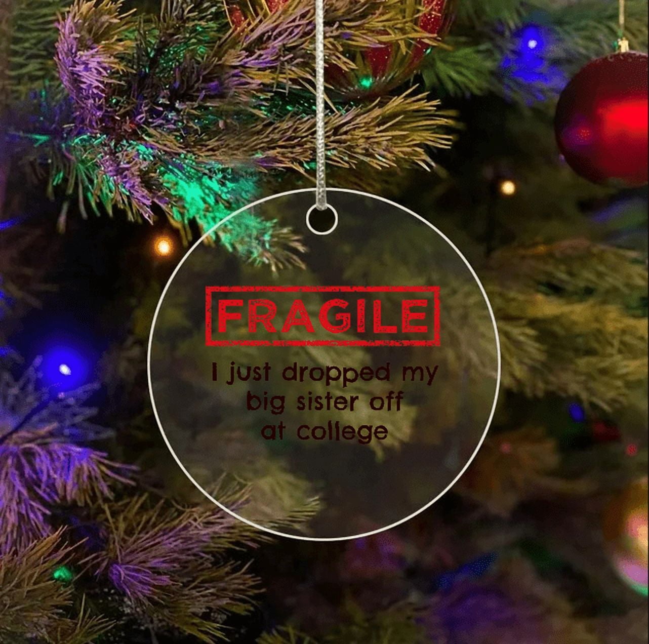 Fragile I Just Dropped My Big Sister Off At College Sibling Ornament ...