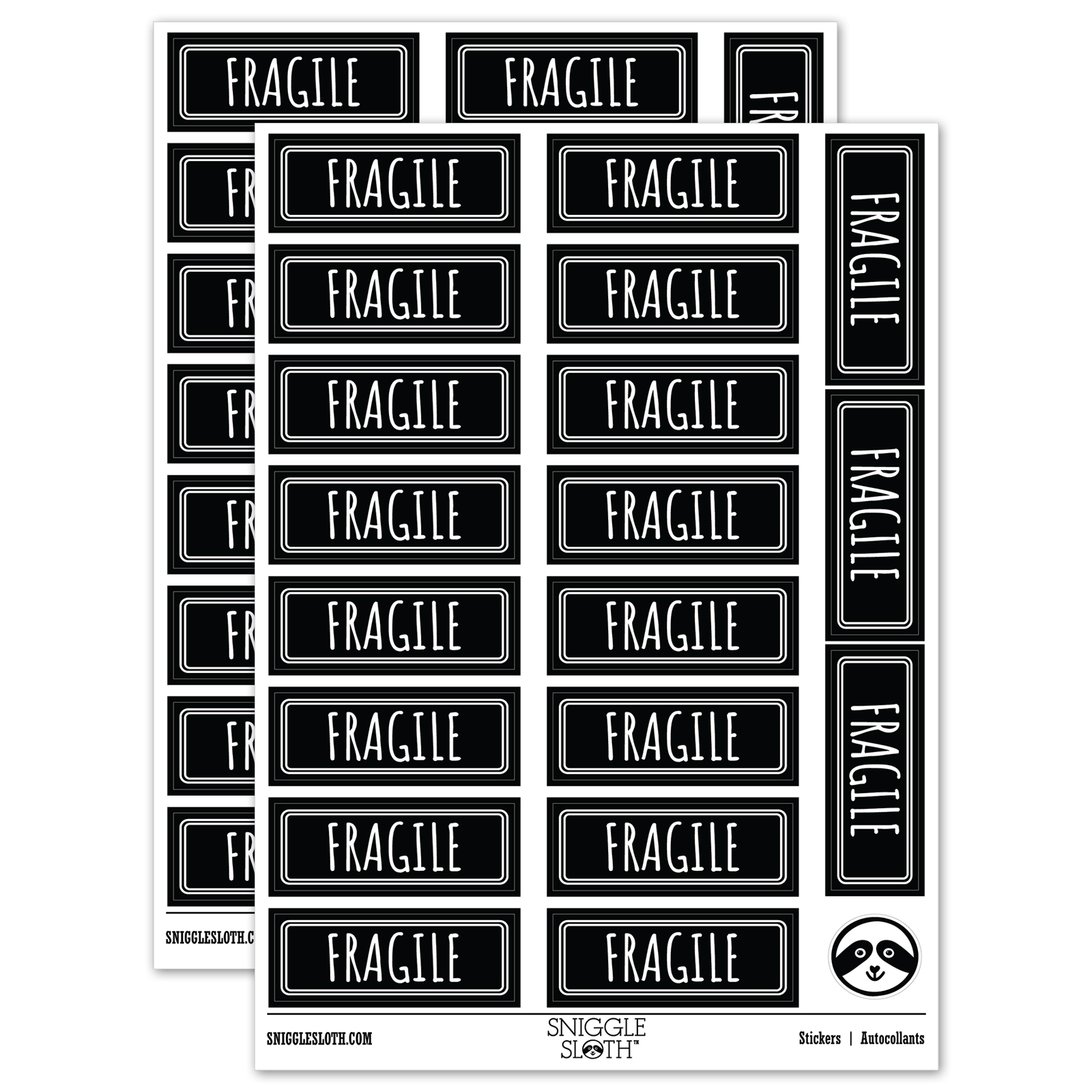 Fragile Shipment Label Box Package Sticker Set - Black - Gloss Finish ...