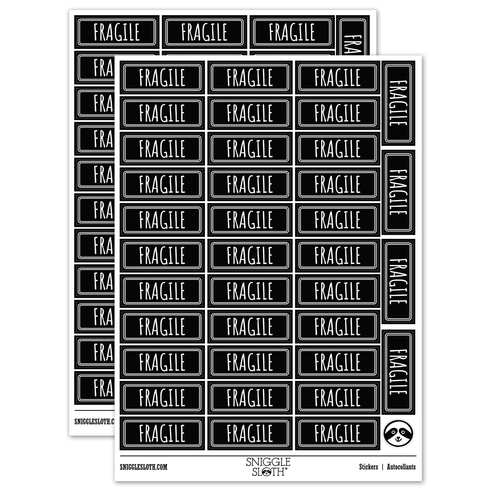 Fragile Shipment Label Box Package Sticker Set - Black - Matte Finish ...