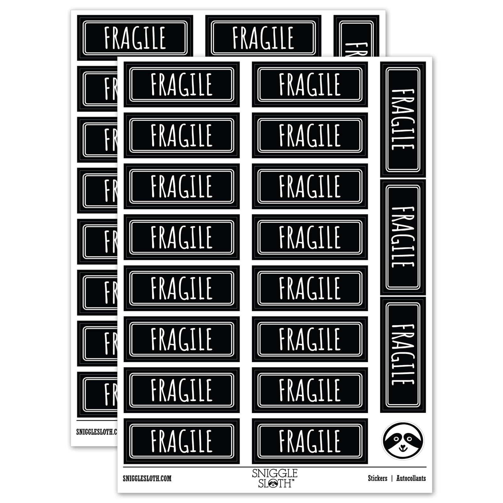 Fragile Shipment Label Box Package Sticker Set - Black - Matte Finish ...