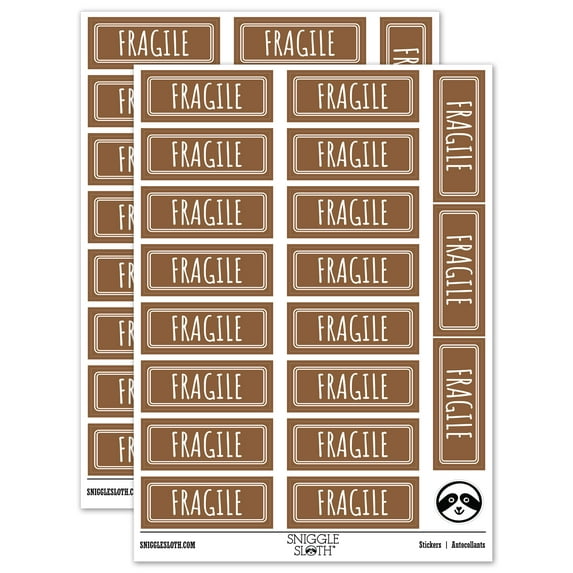 Fragile Shipment Label Box Package Sticker Set - Brown - Matte Finish ...
