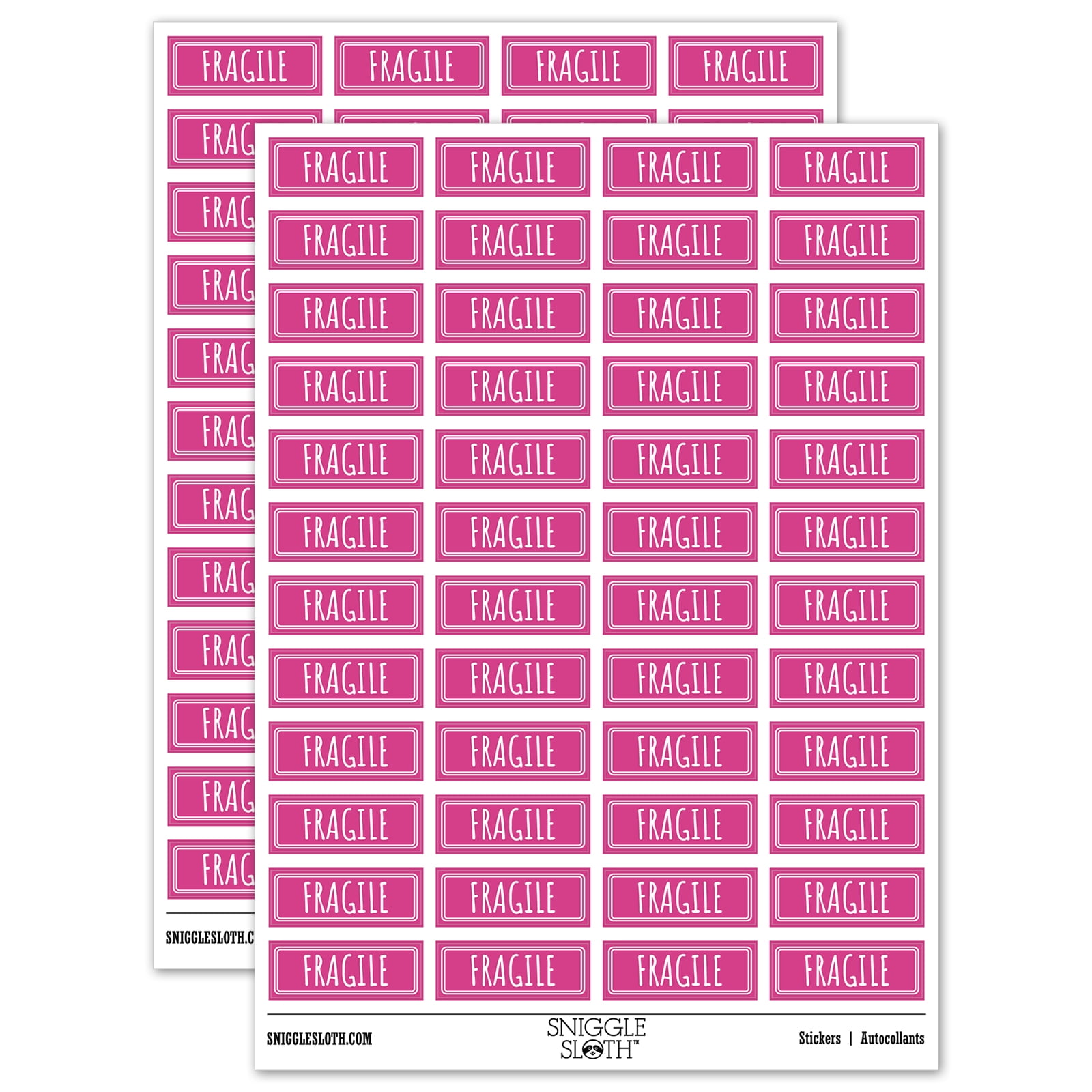 Fragile Shipment Label Box Package Sticker Set - Hot Pink - Gloss ...