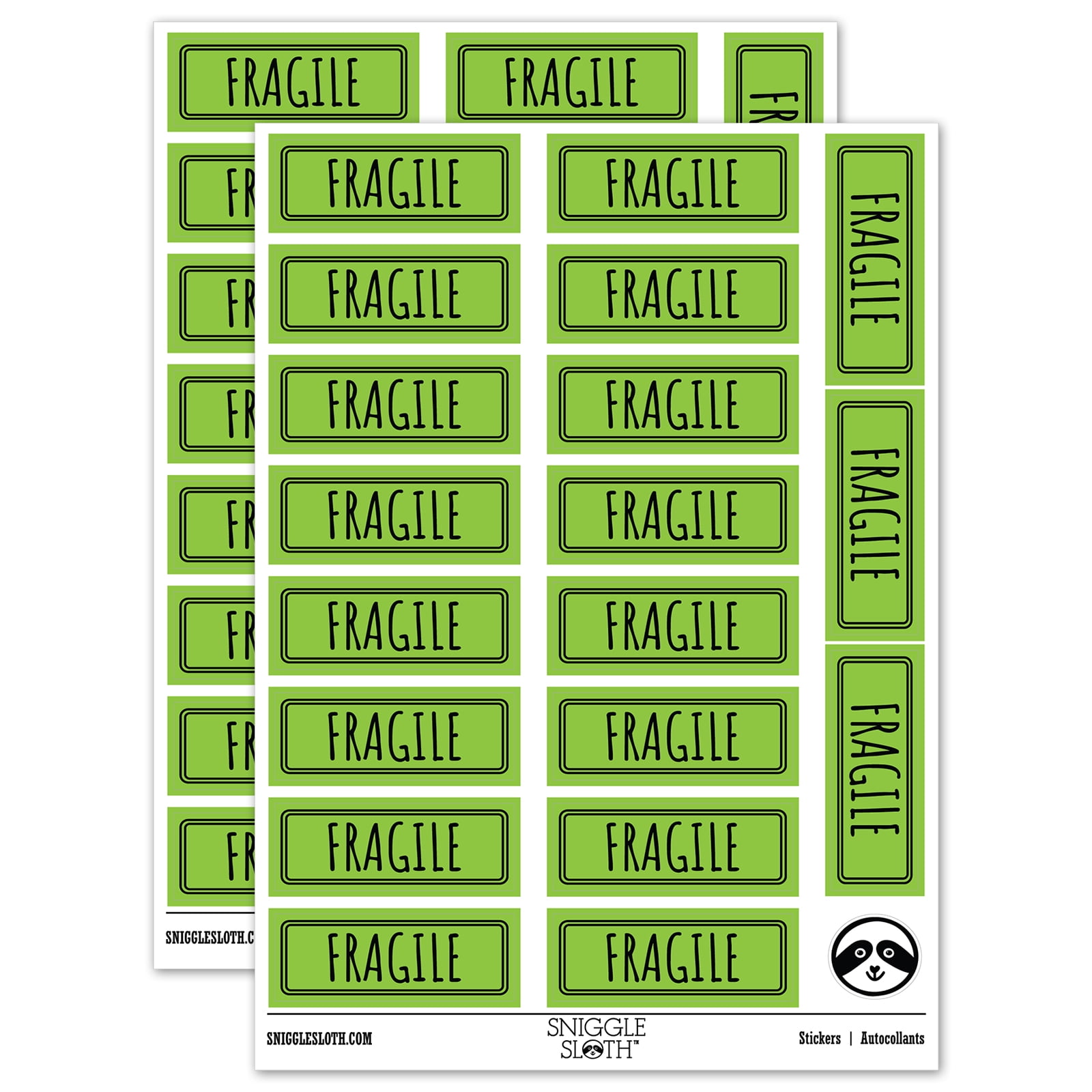Fragile Shipment Label Box Package Sticker Set - Light Green - Matte ...