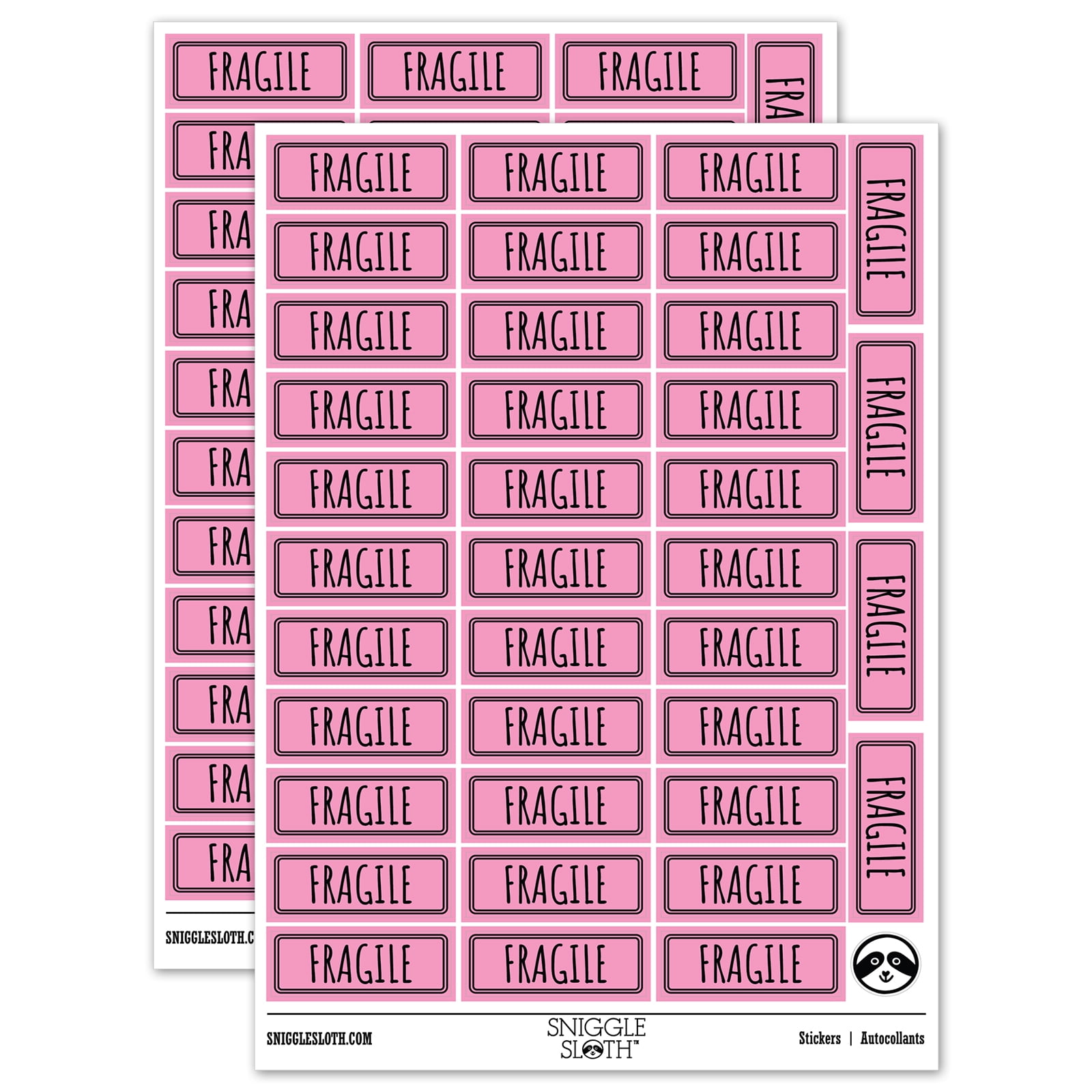 Fragile Shipment Label Box Package Sticker Set - Light Pink - Gloss ...