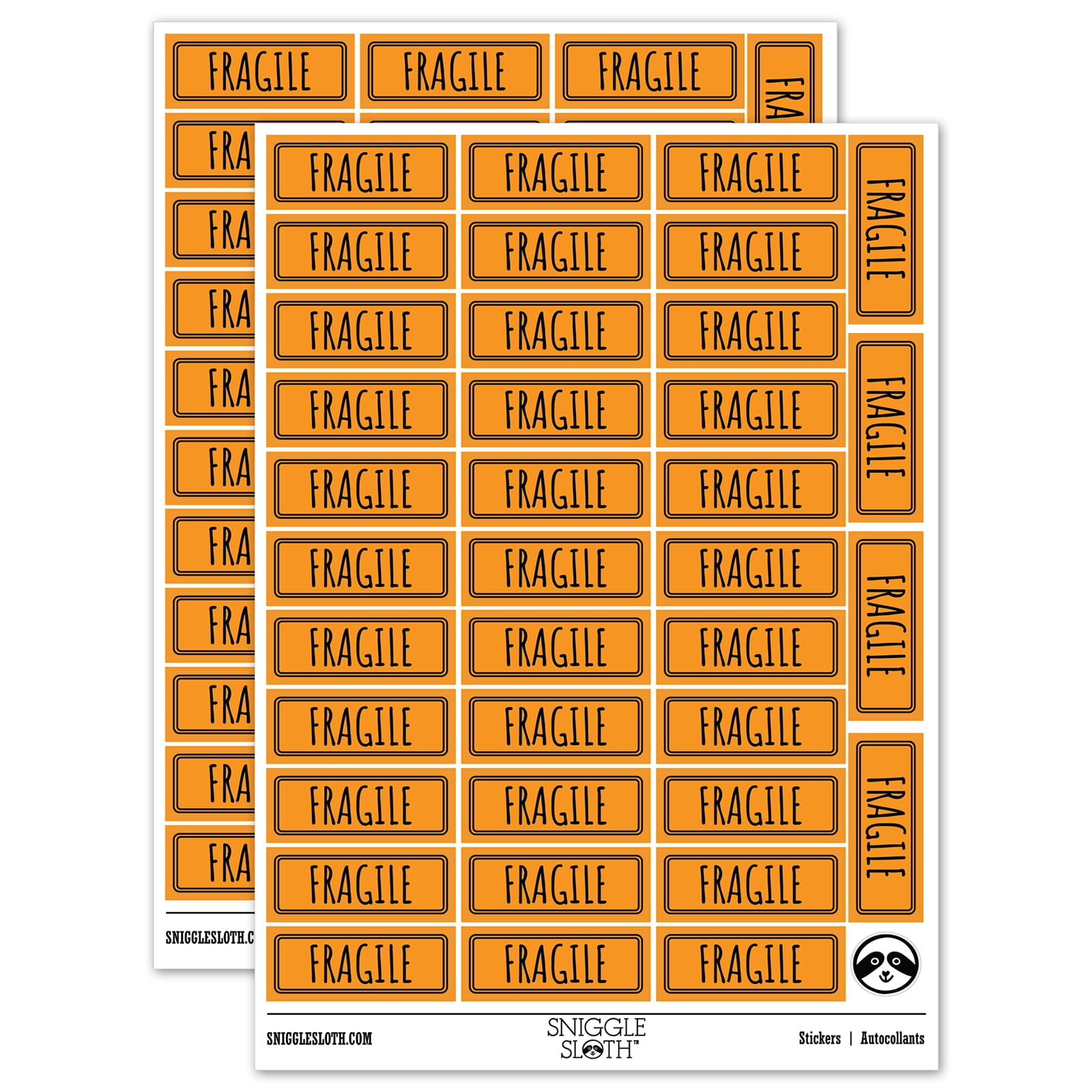 Fragile Shipment Label Box Package Sticker Set - Orange - Gloss Finish ...