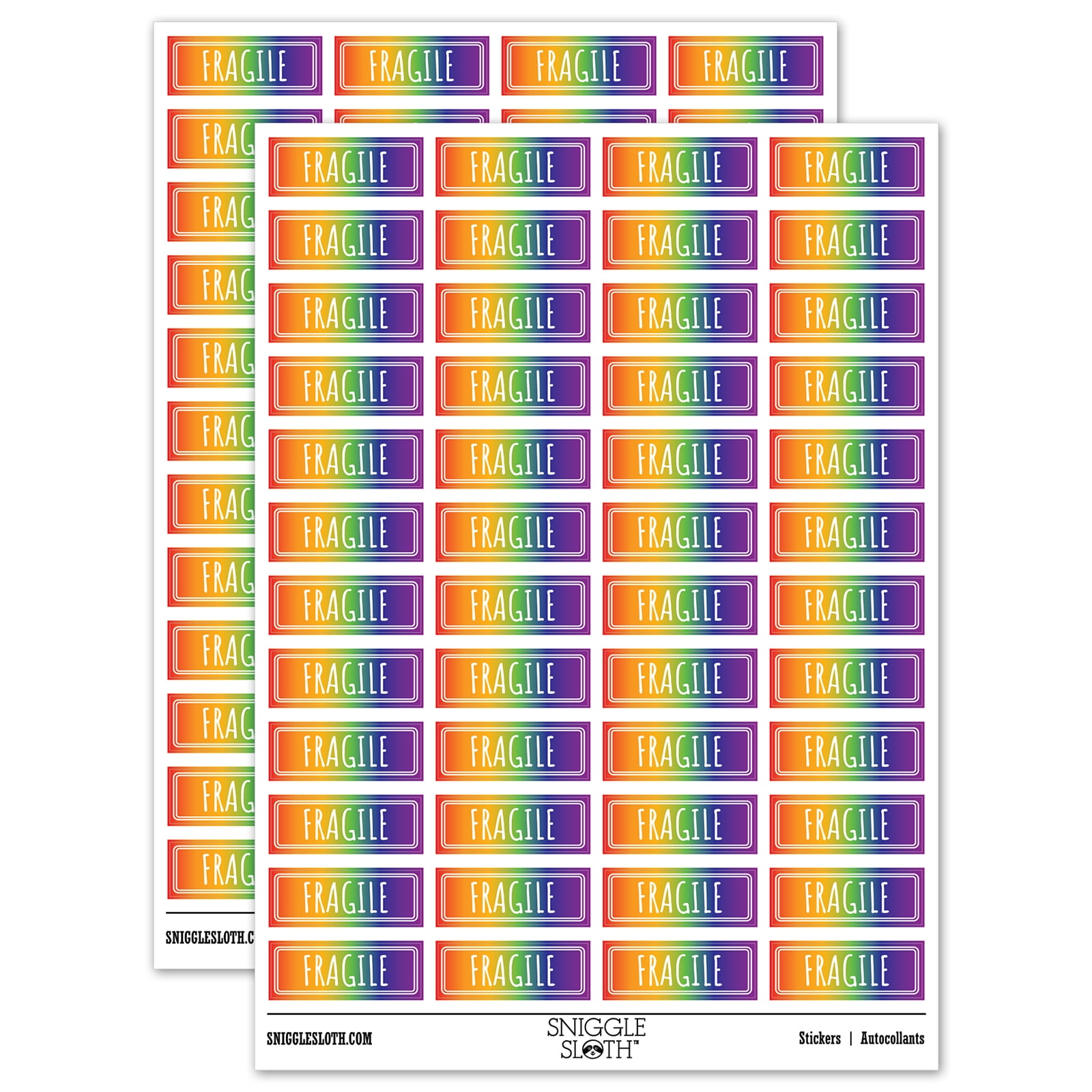 Fragile Shipment Label Box Package Sticker Set - Rainbow - Matte Finish ...