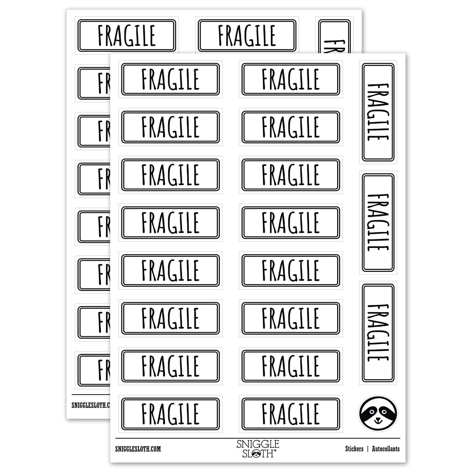 Fragile Shipment Label Box Package Sticker Set - White - Gloss Finish ...