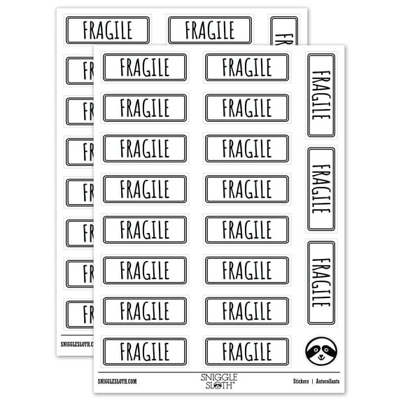 Fragile Shipment Label Box Package Sticker Set - White - Gloss Finish ...