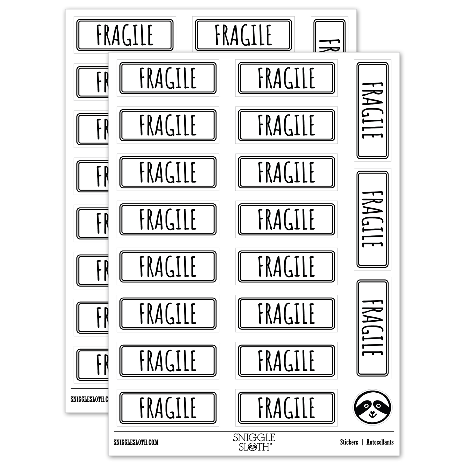 Fragile Shipment Label Box Package Sticker Set - White - Matte Finish ...