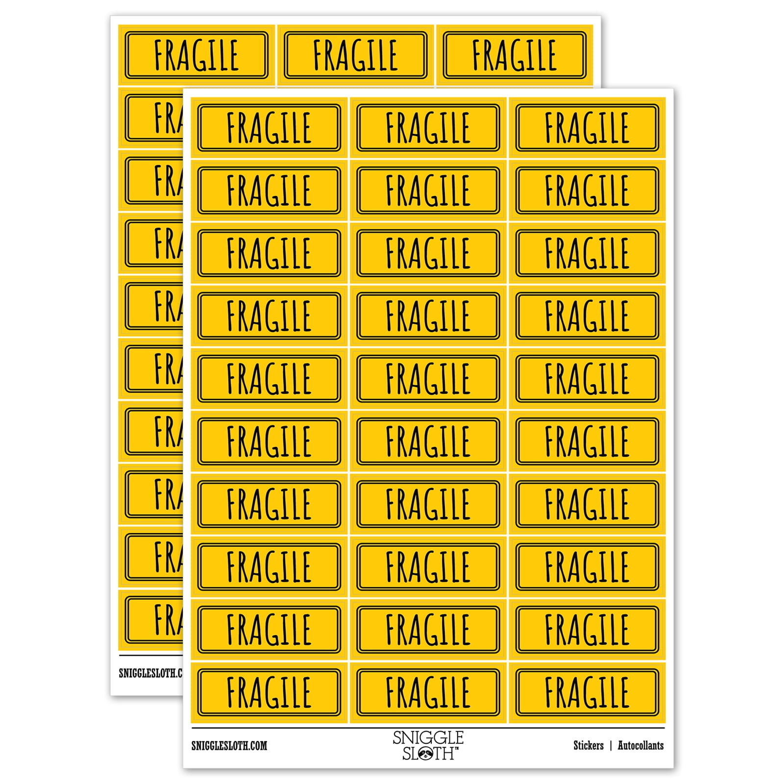Fragile Shipment Label Box Package Sticker Set - Yellow - Gloss Finish ...