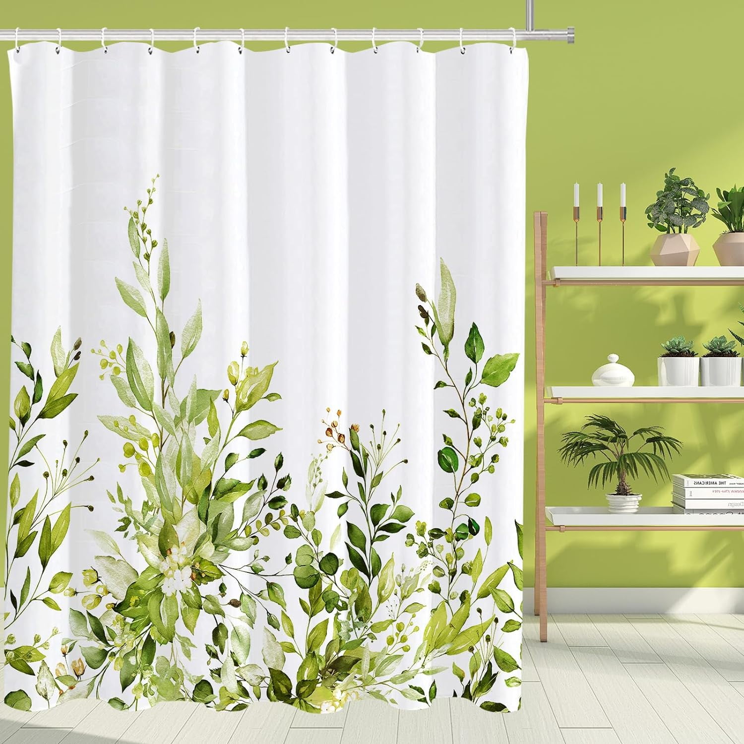 Fragile Sprout Grass Green Eucalyptus Shower Curtain Sets, Watercolor ...