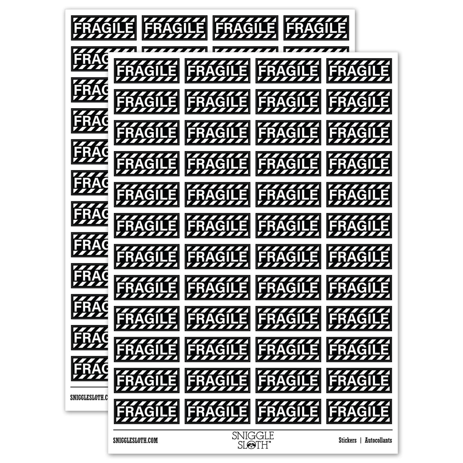 Fragile Warning Border Label Package Box Sticker Set - Black - Gloss ...
