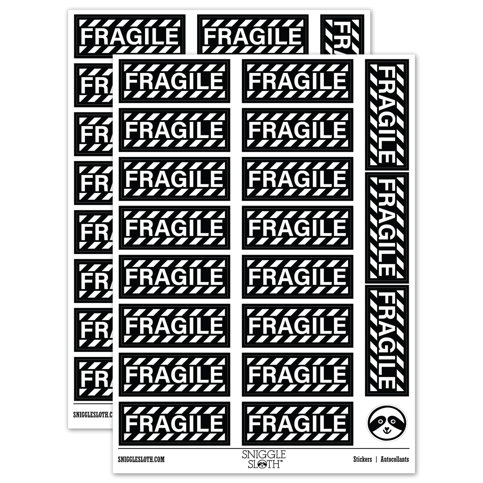Fragile Warning Border Label Package Box Sticker Set - Black - Matte ...
